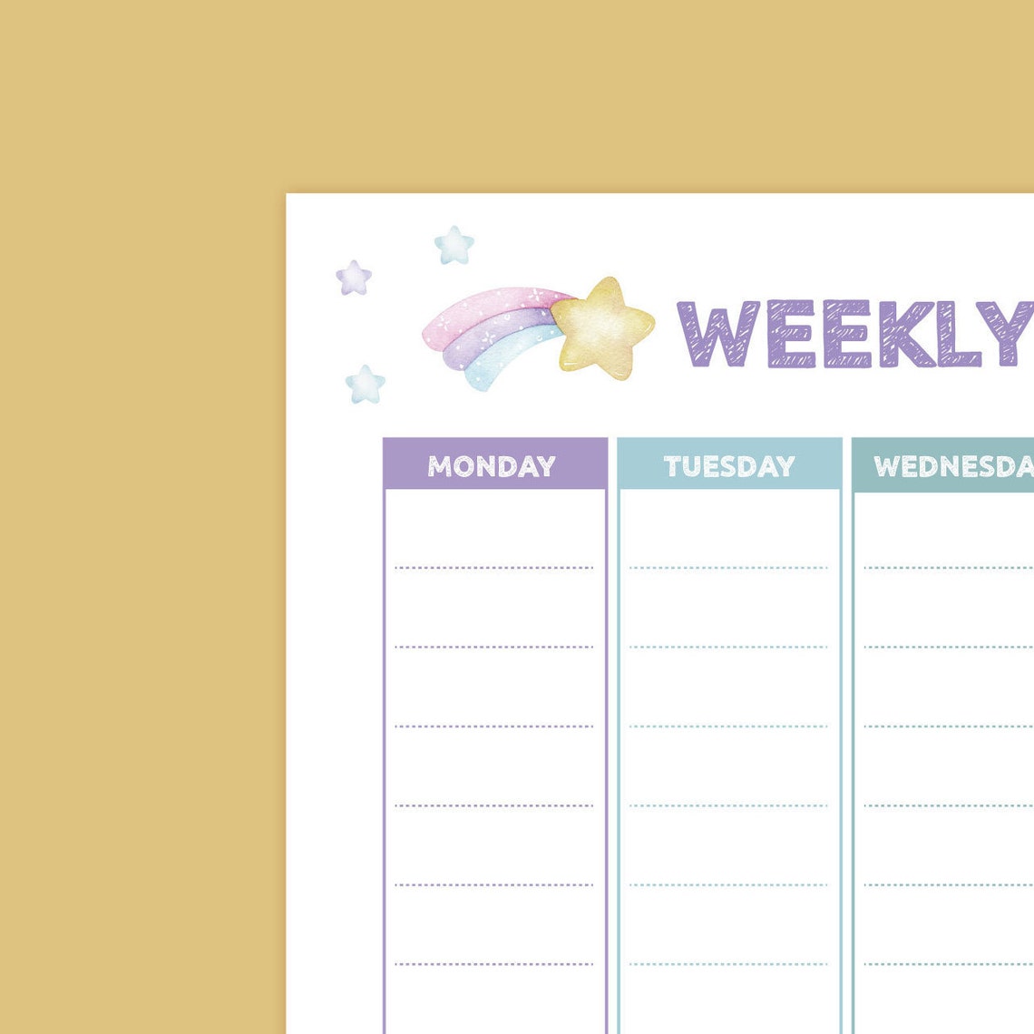 Kids Weekly Planner Schedule Chart Printable Kids Weekly | Etsy