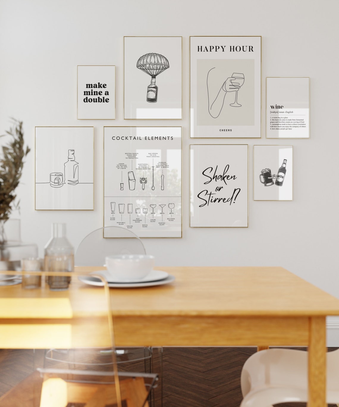Bar Gallery Wall Art Set, Printable Bar Art, Bar Cart Art, Bar Cart ...