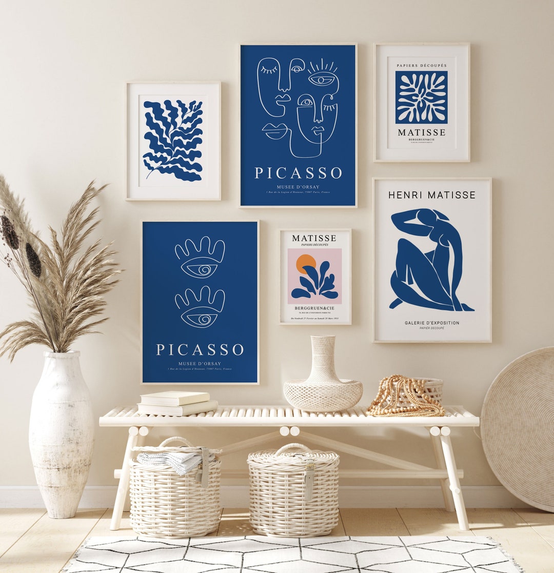 Navy Blue Matisse Print Set of 6, Henri Matisse Poster, Blue Gallery ...
