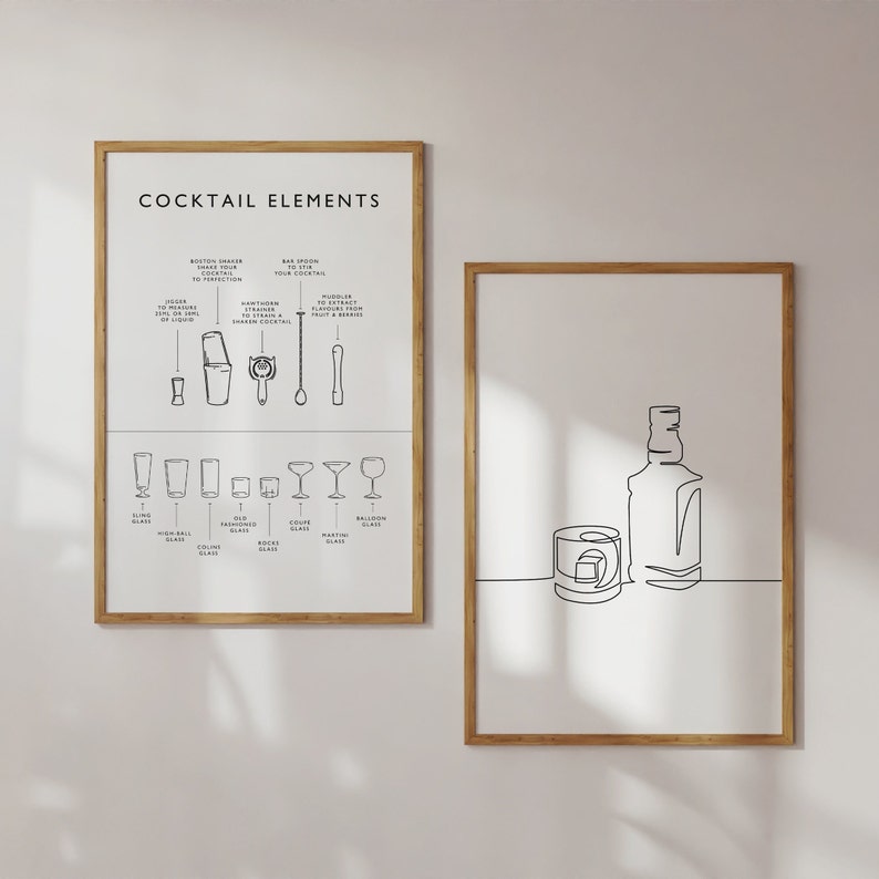 Bar Gallery Wall Art Set, Printable Bar Art, Bar Cart Art, Bar Cart ...