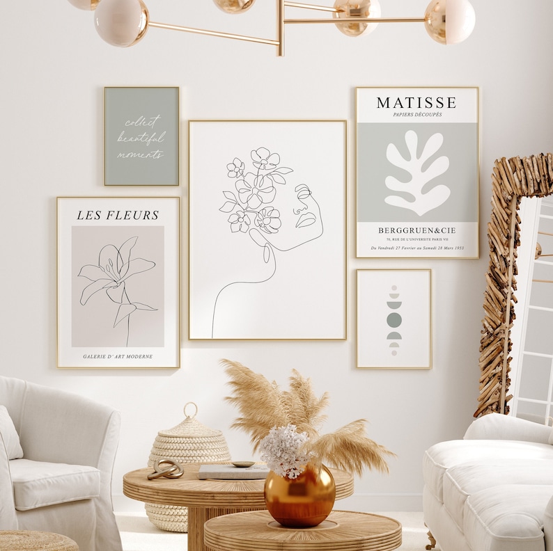 Neutral Gallery Wall Set Neutral Green Wall Art Sage Green - Etsy
