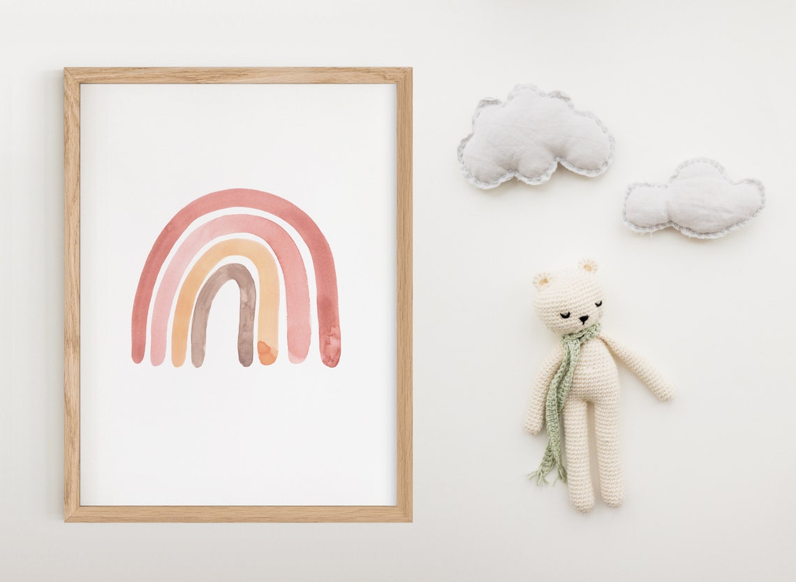Set of 3 Alphabet Numbers Art Print Neutral Rainbow Alphabet | Etsy
