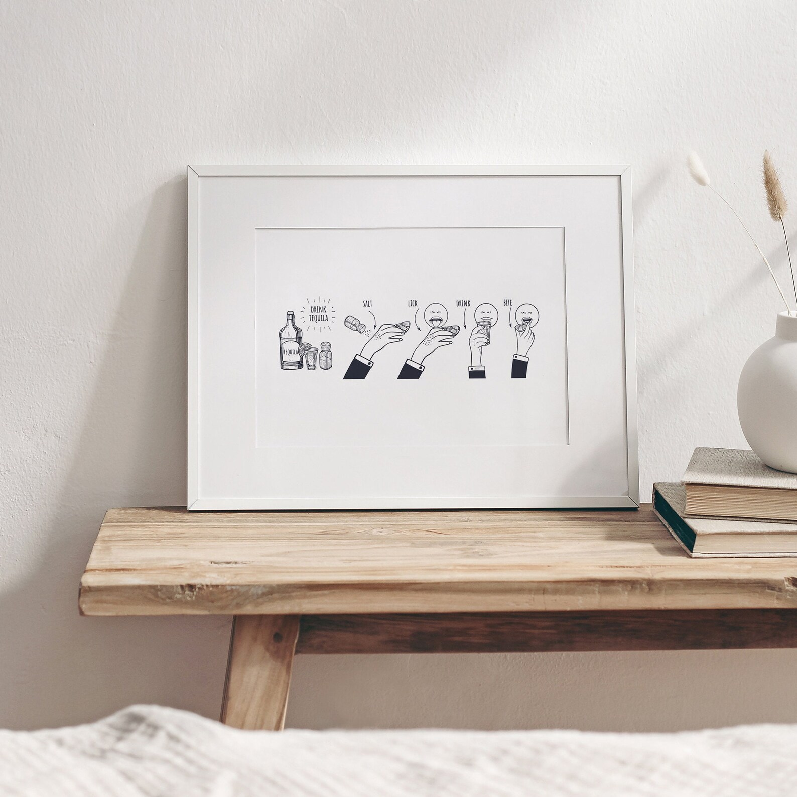 How to Drink Tequila Wall Art, Tequila Art, Drinks Art, Bar Cart Print ...