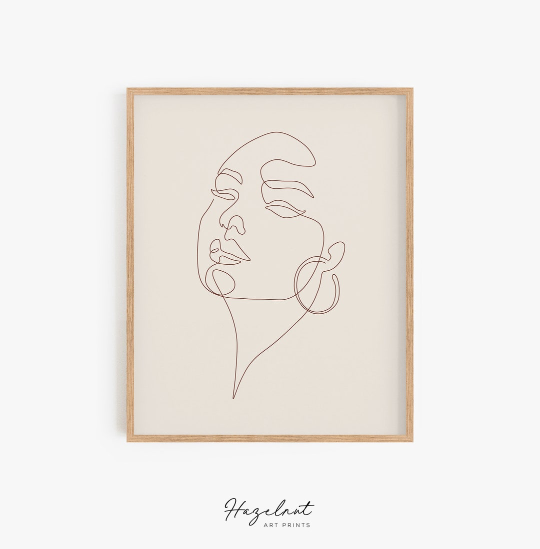 Fine Line Face Abstract Print Woman Line Art Neutral Print - Etsy Hong Kong