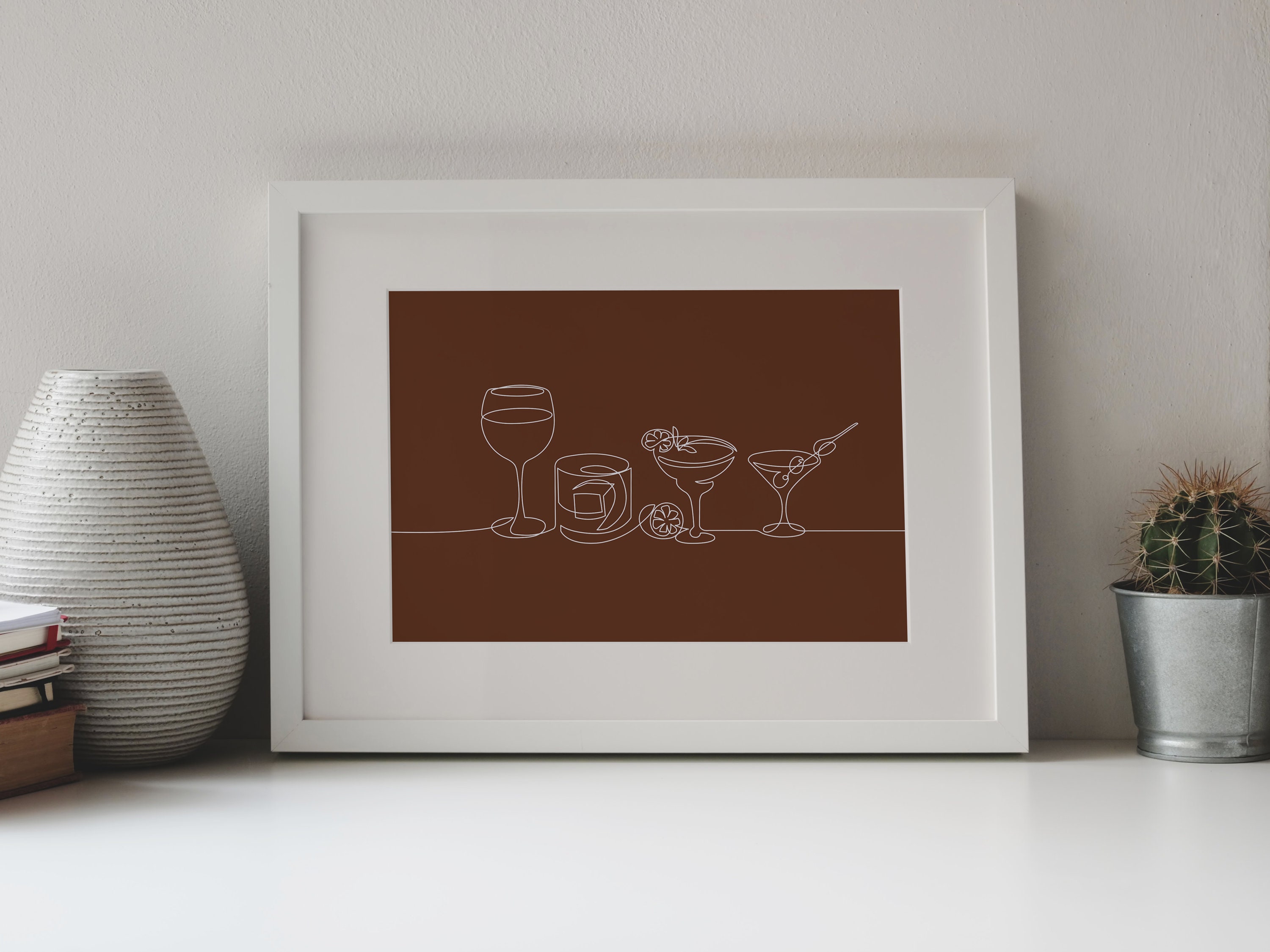Bar Cart Wall Art Drinks Print Bar Line Drawing Art Kitchen - Etsy ...