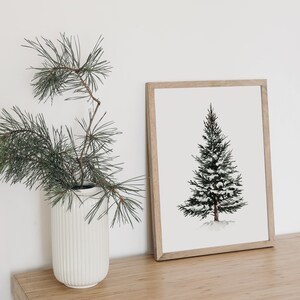 Snowy Evergreen Trees Print, Snowy Pine Tree Poster, Christmas ...