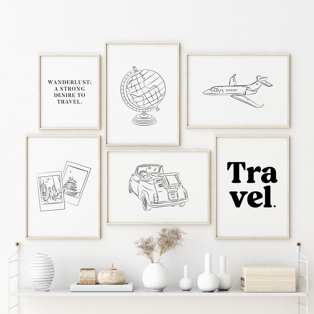 Travel Gallery Wall Set, Travel Prints, Wanderlust Wall Art, Airplane ...