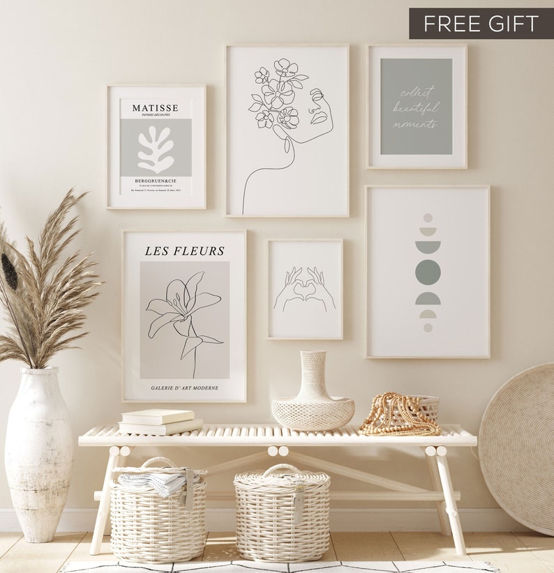 Neutral Gallery Wall Set Neutral Green Wall Art Sage Green - Etsy