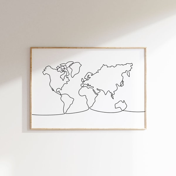 One Line Art Map Poster - Etsy