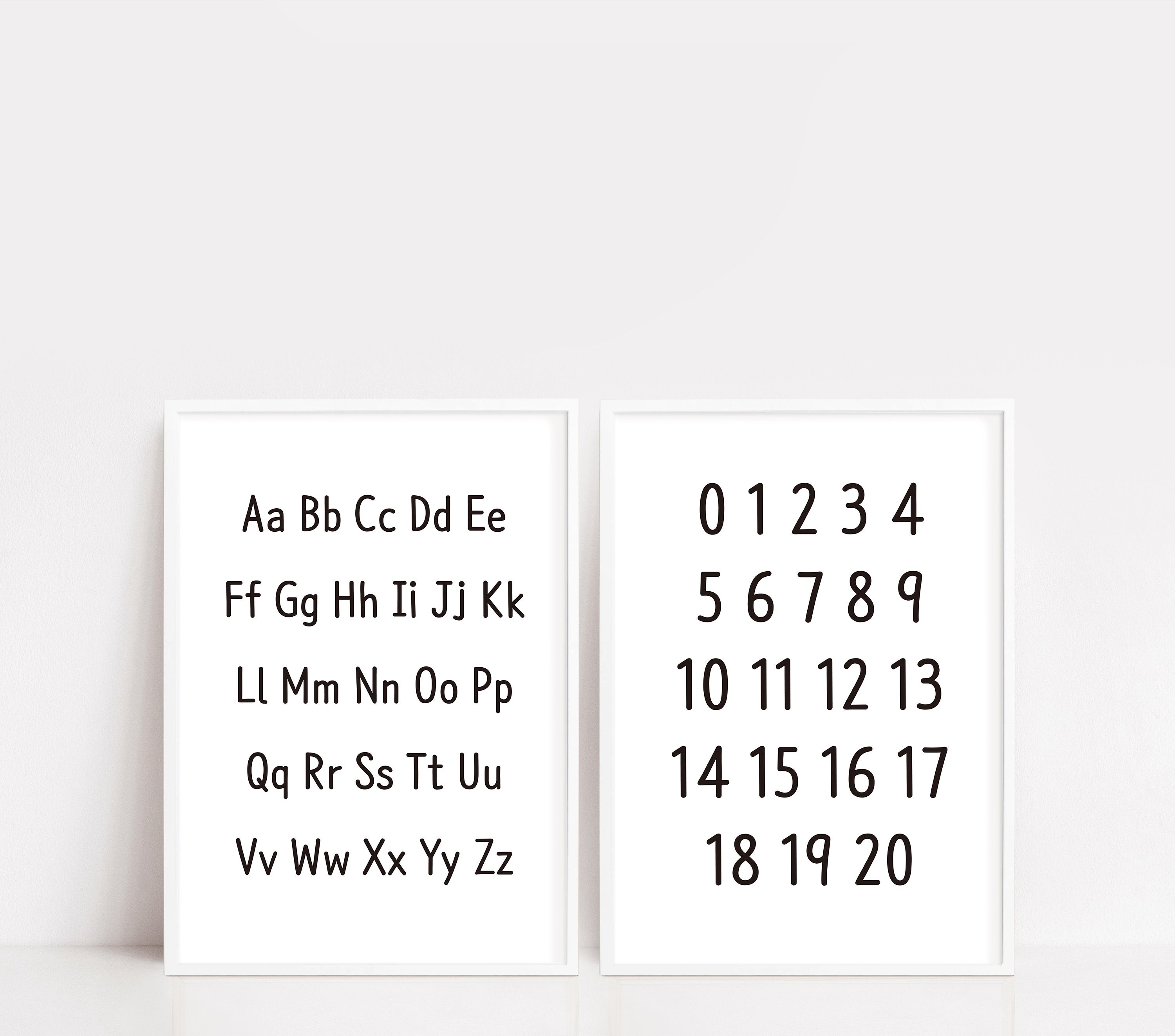 Set of 4 Black Alphabet Numbers Days Art Print Shapes Black - Etsy