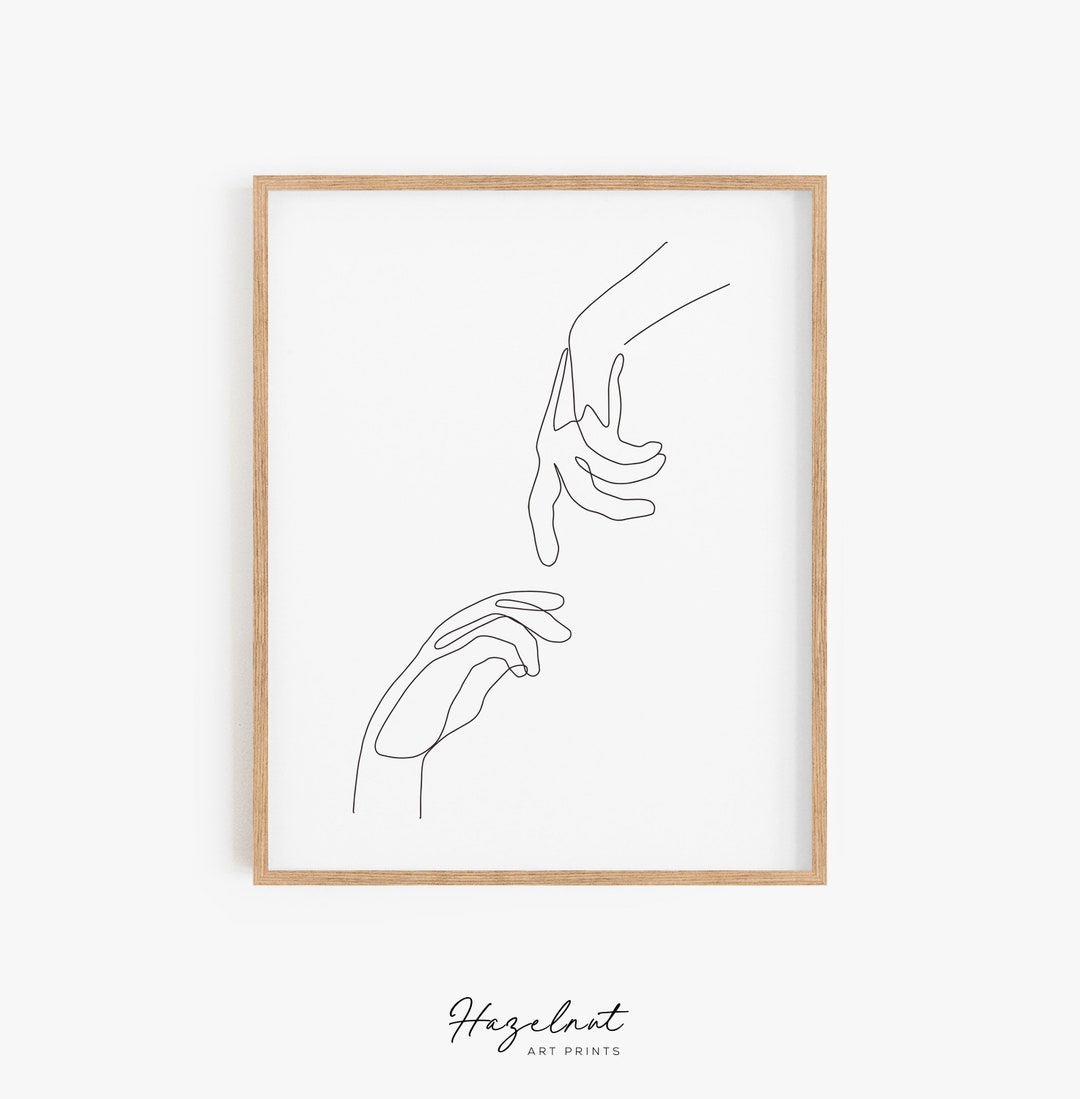 Hands Line Art, Fine Line Hands Printable, Couple Wall Art, One Line ...