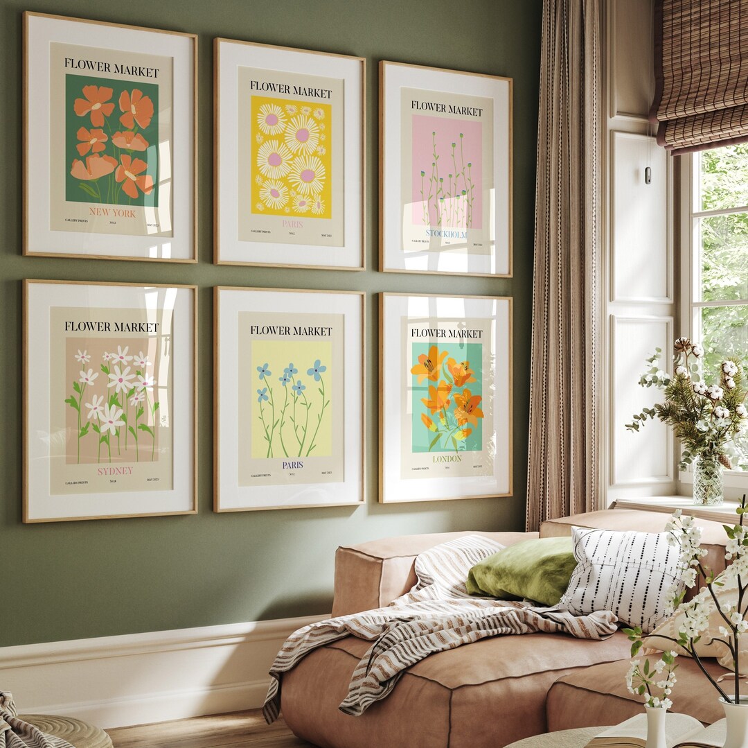 Flower Market Set of 6, Botanical Wall Art, Gallery Wall Set, Flower ...