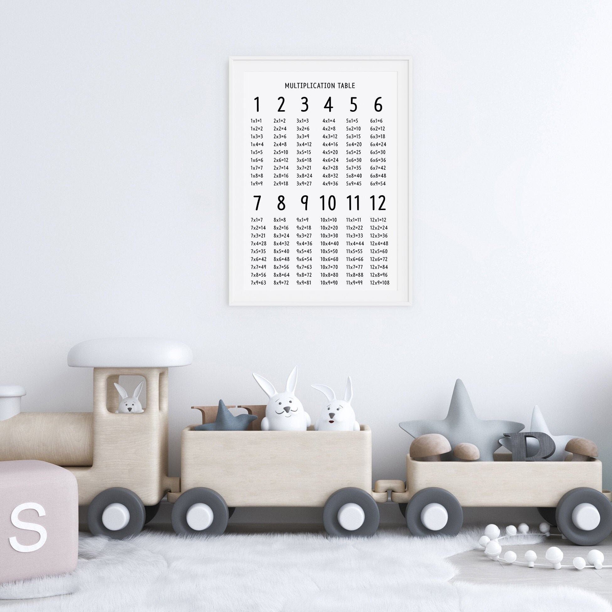 Printable Multiplication Table Black Multiplication Chart | Etsy