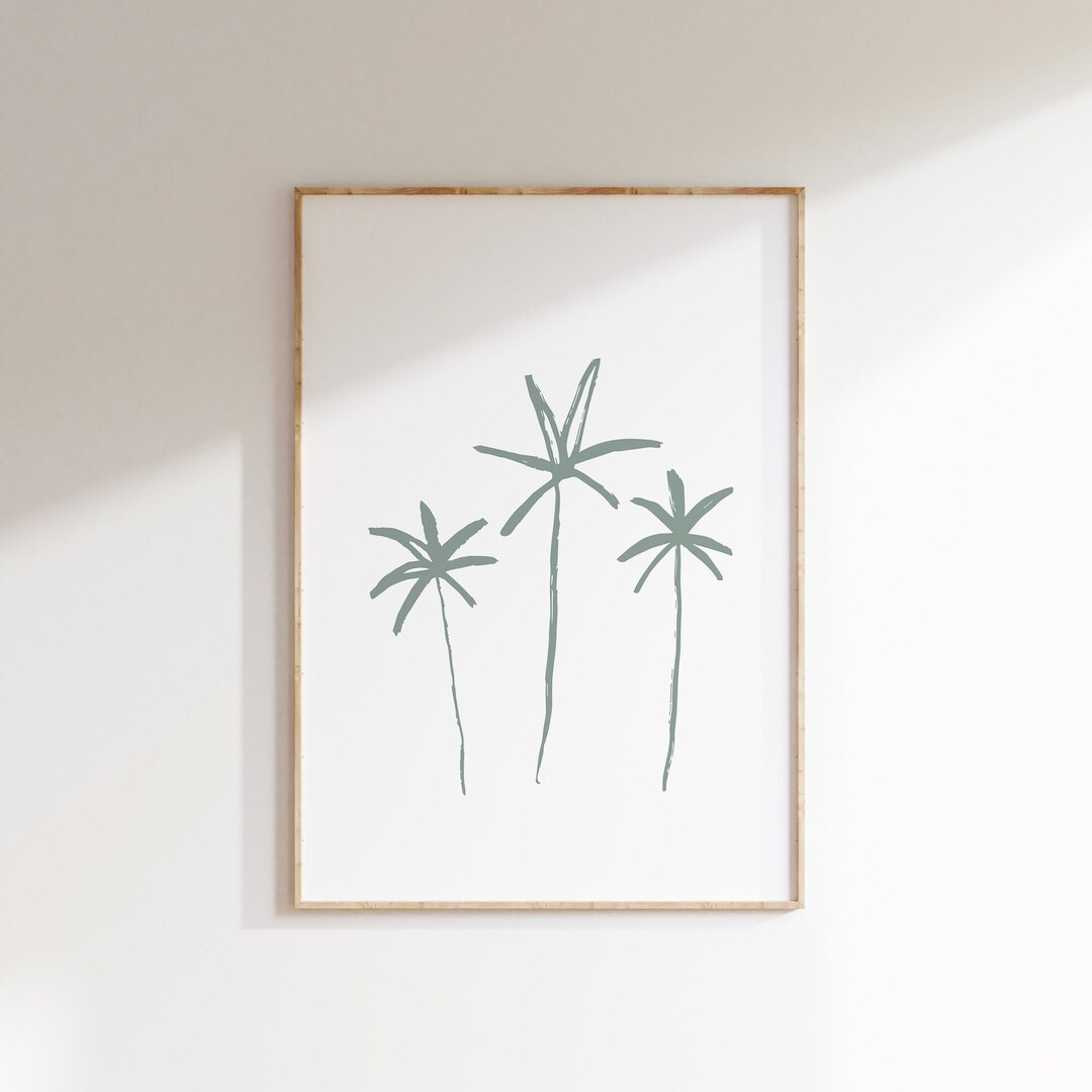 Boho Palm Tree Wall Art, Sage Green Wall Art, Modern Beach Toddler Art ...