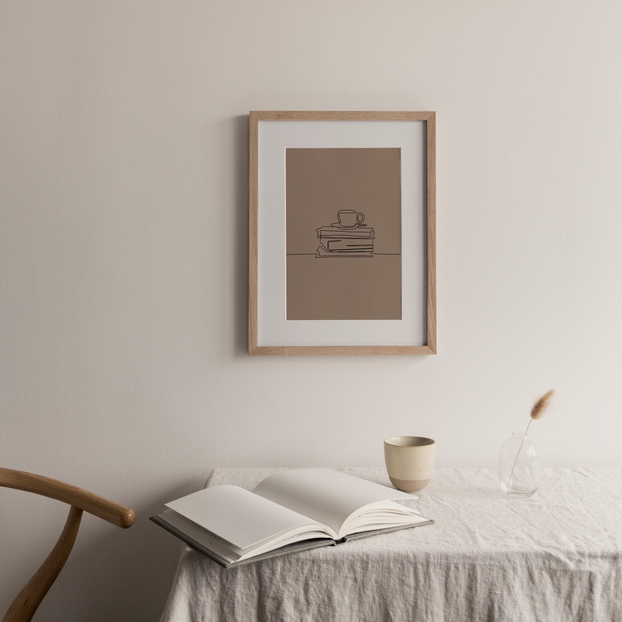 Bookish Printable Books Art Book and Coffee Art Print | Etsy