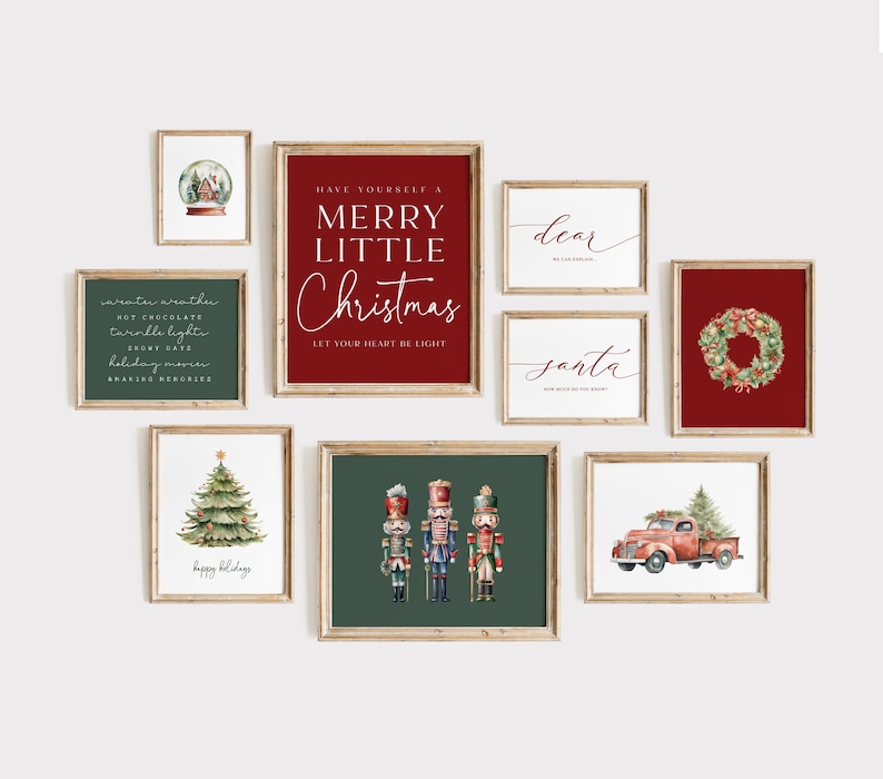 Christmas Gallery Wall Art, Christmas Wall Decor, Christmas Art ...
