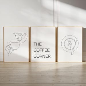 Coffee Corner Poster Set, Coffee Wall Art, Coffee Line Art Prints ...