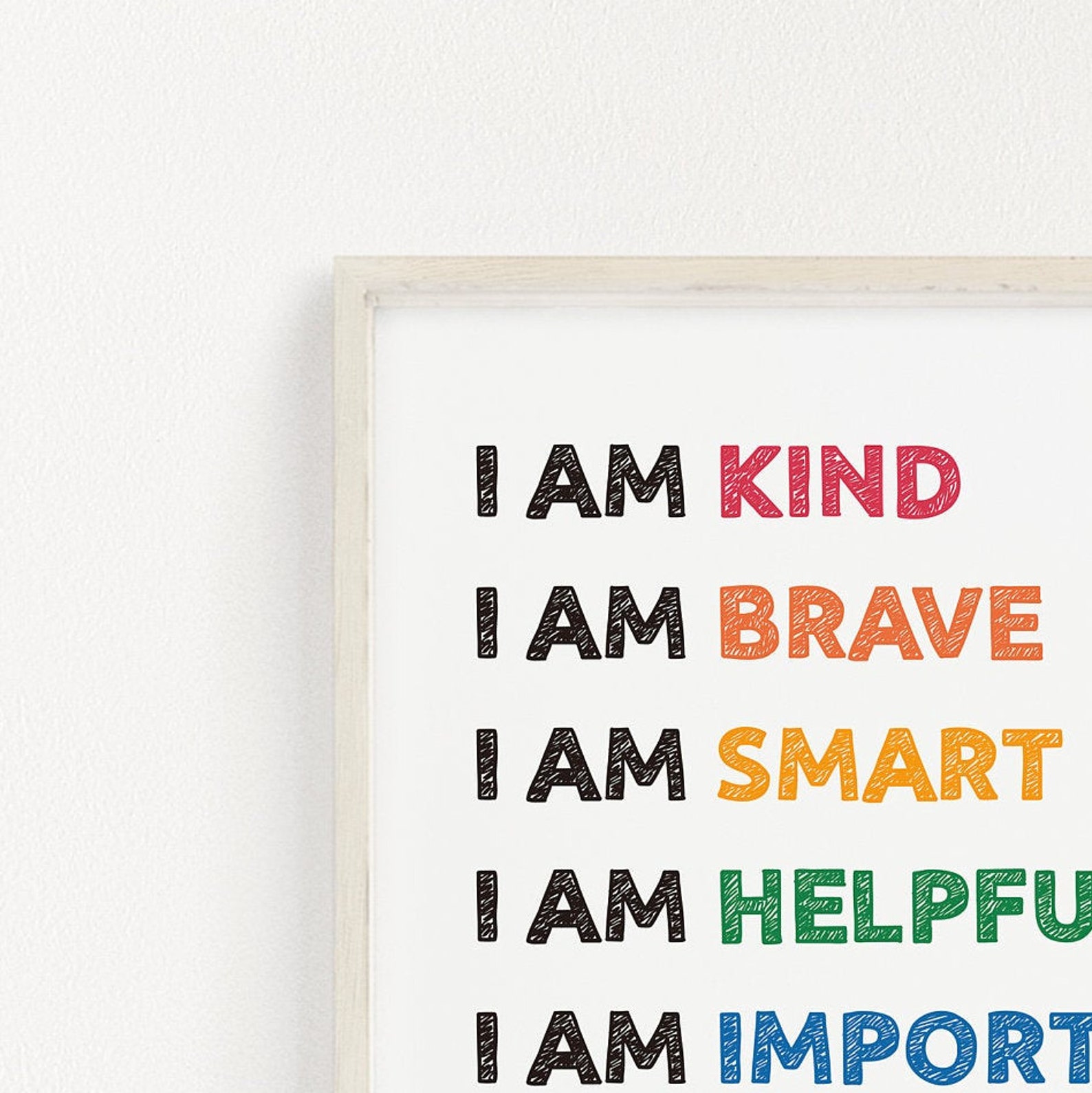 Kid Affirmations Print I Am Kind I Am Enough Colorful Wall | Etsy