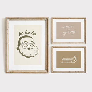 Boho Christmas Printable Set of 9, Trendy Christmas Print, Santa Poster ...