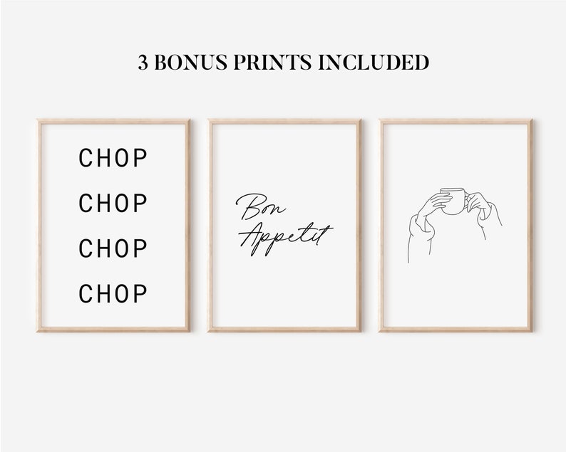 Kitchen Print Set, Kitchen Gallery Wall Art, Dining Room Print, Kitchen ...