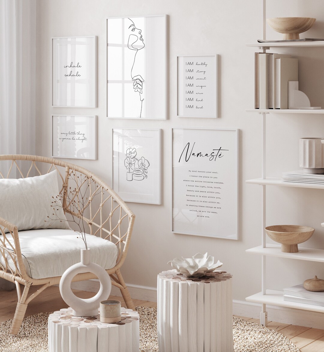 Mindful Poster, Aesthetic Wall Art, Therapy Wall Set, Mental Health Art ...