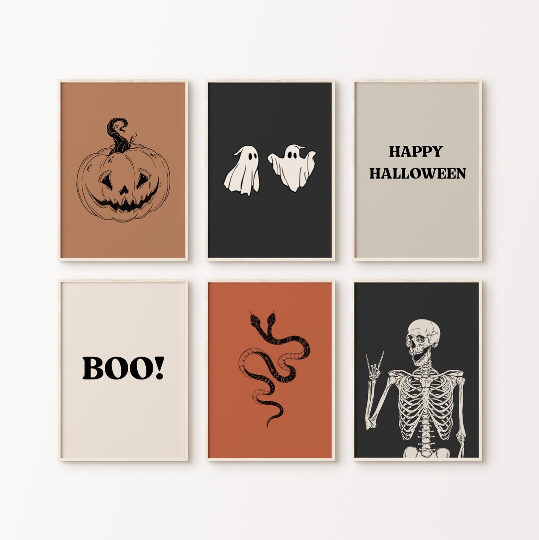 Halloween Art Set of 6, Halloween Decor, Halloween Wall Art, Halloween ...