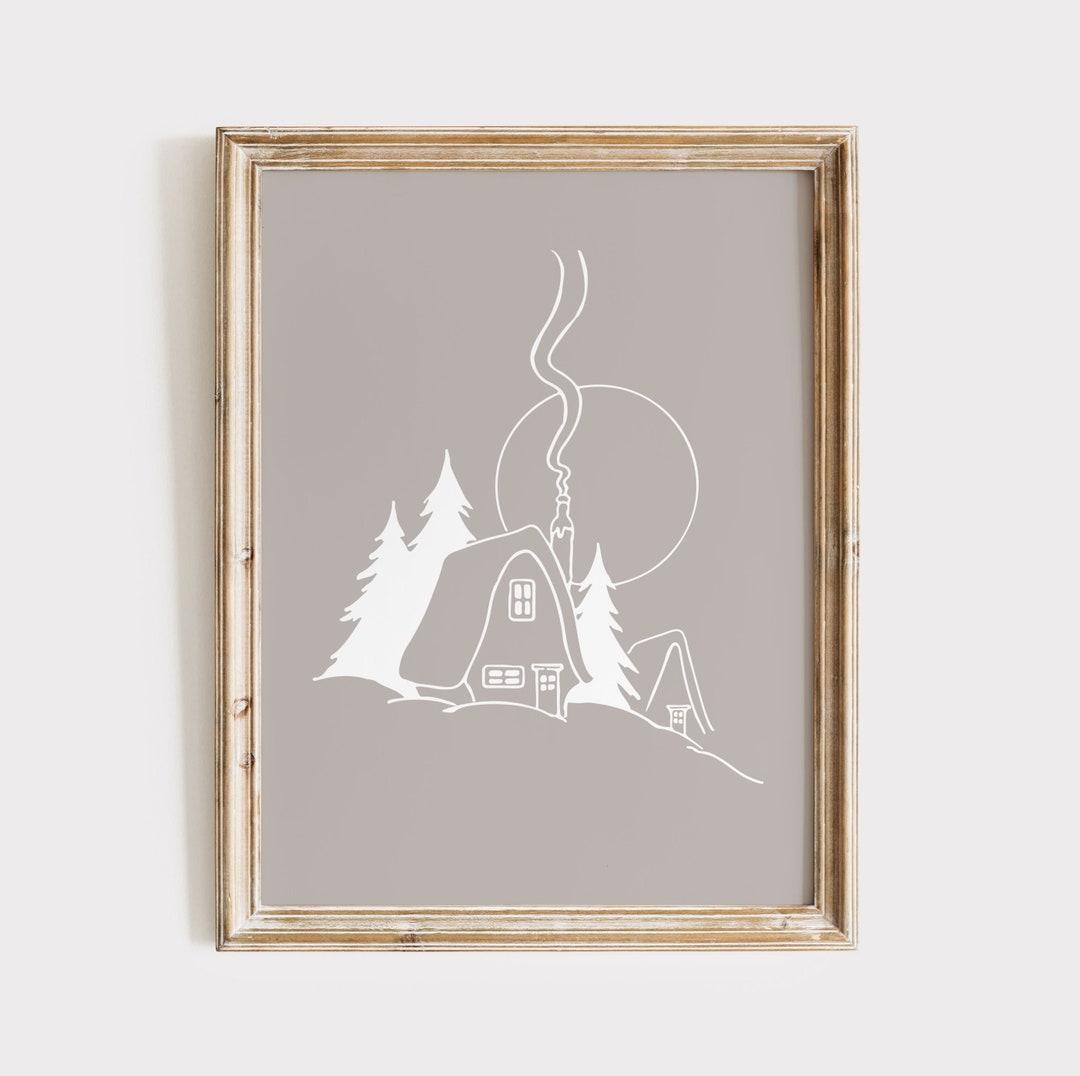 Snowy Scene Print, Christmas Wall Art, Boho Christmas Print, Boho ...