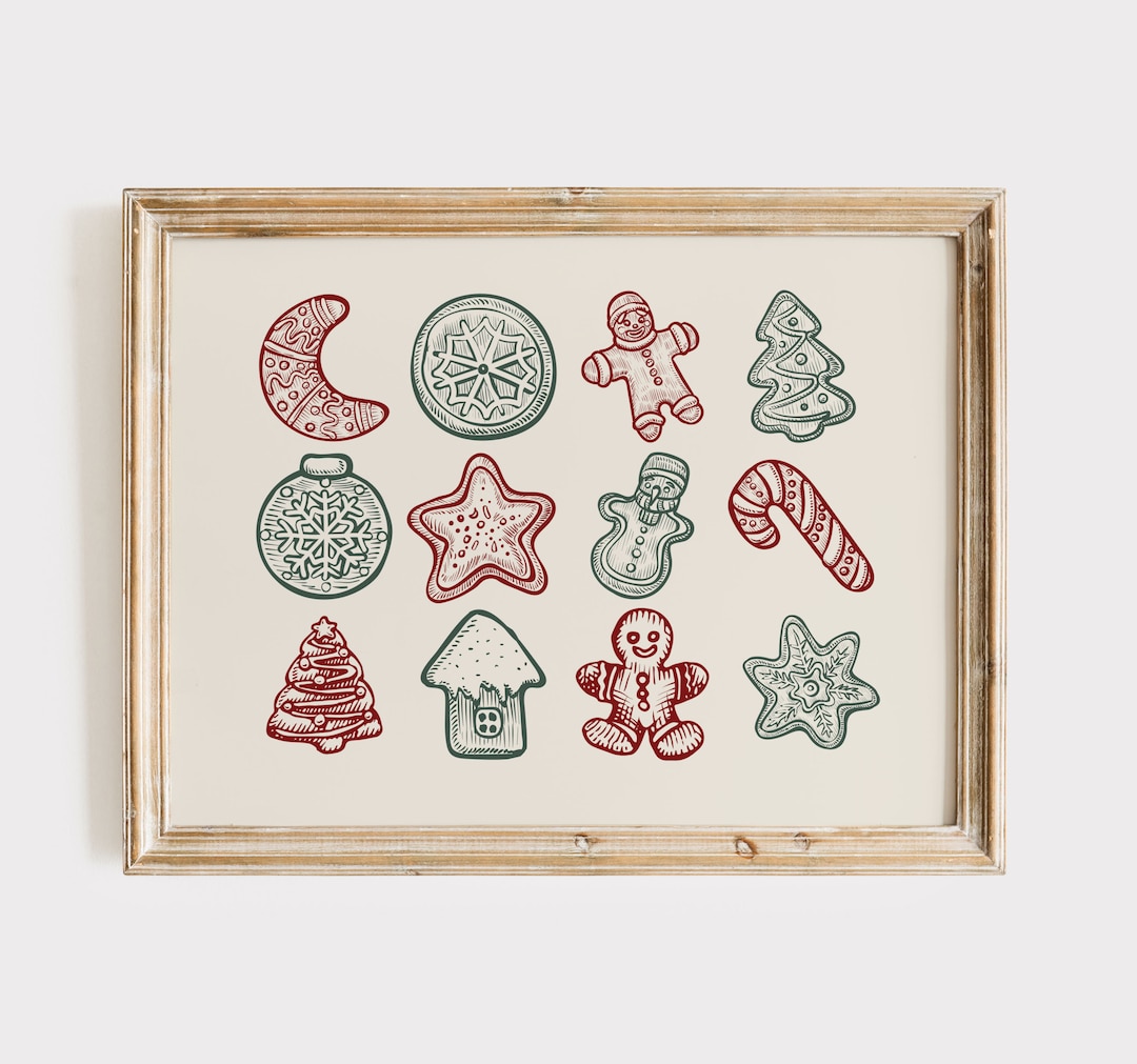 Christmas Cookie Poster, Christmas Wall Art, Trendy Christmas Print ...
