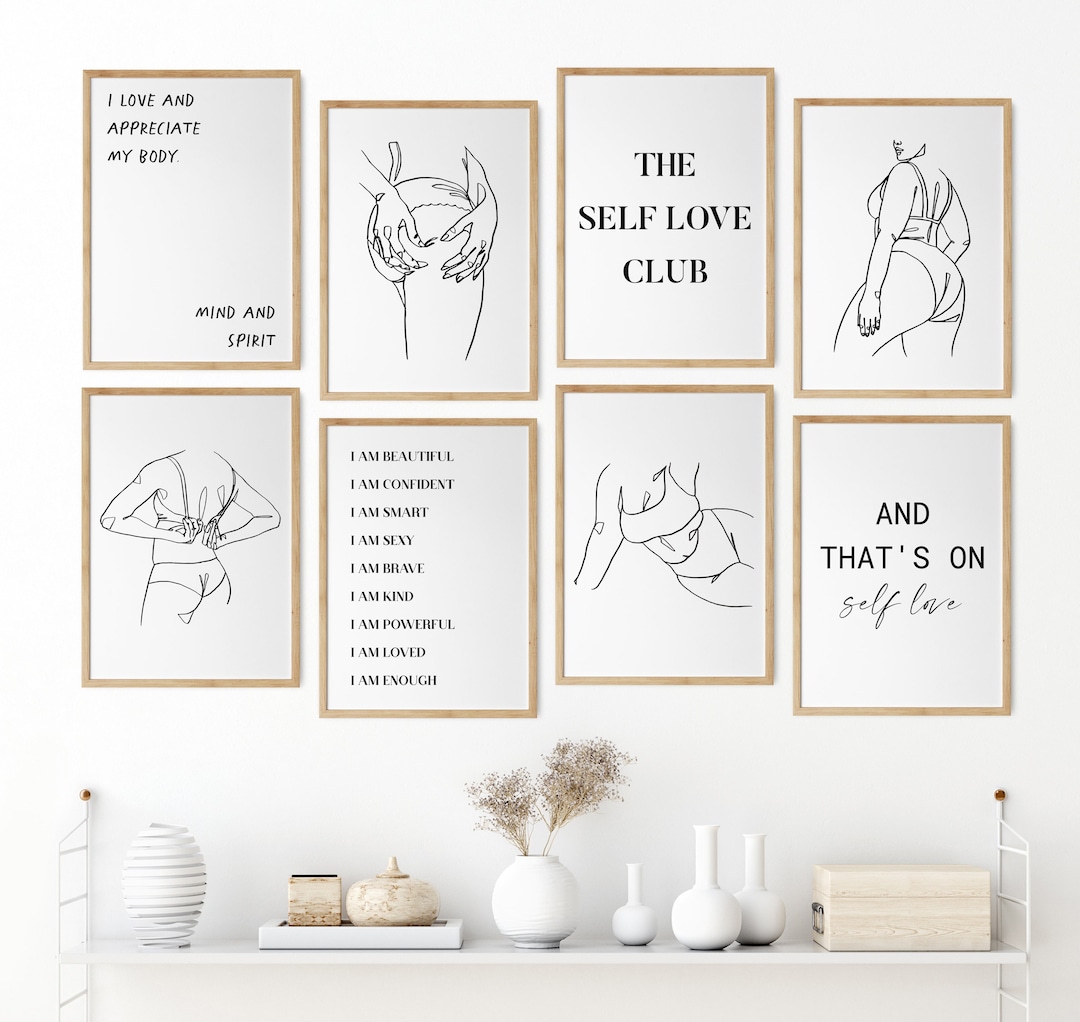 Body Positivity Wall Art Set of 8 2 Bonus Prints, Self Love Art, Body ...