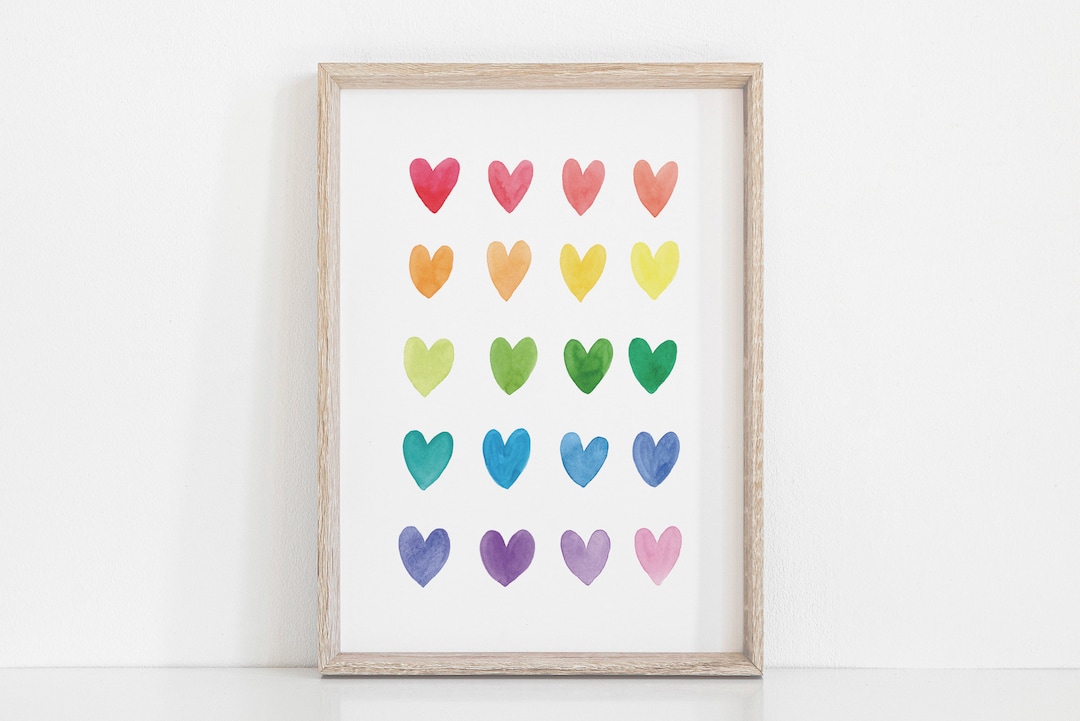 Rainbow Heart Printable, Heart Wall Art, Watercolor Heart Wall Art ...