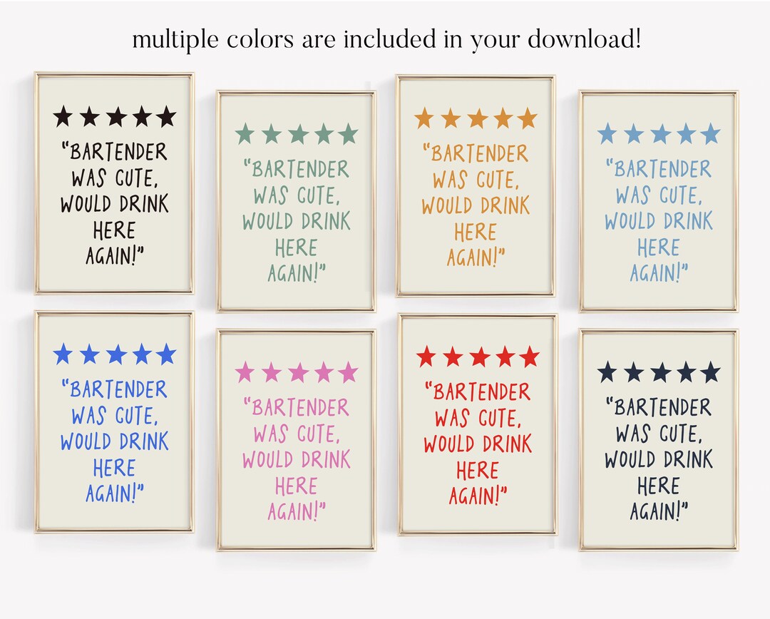 Bartender Was Cute Print, Bar Cart Decor, Trendy Bar Art, Bar Cart ...