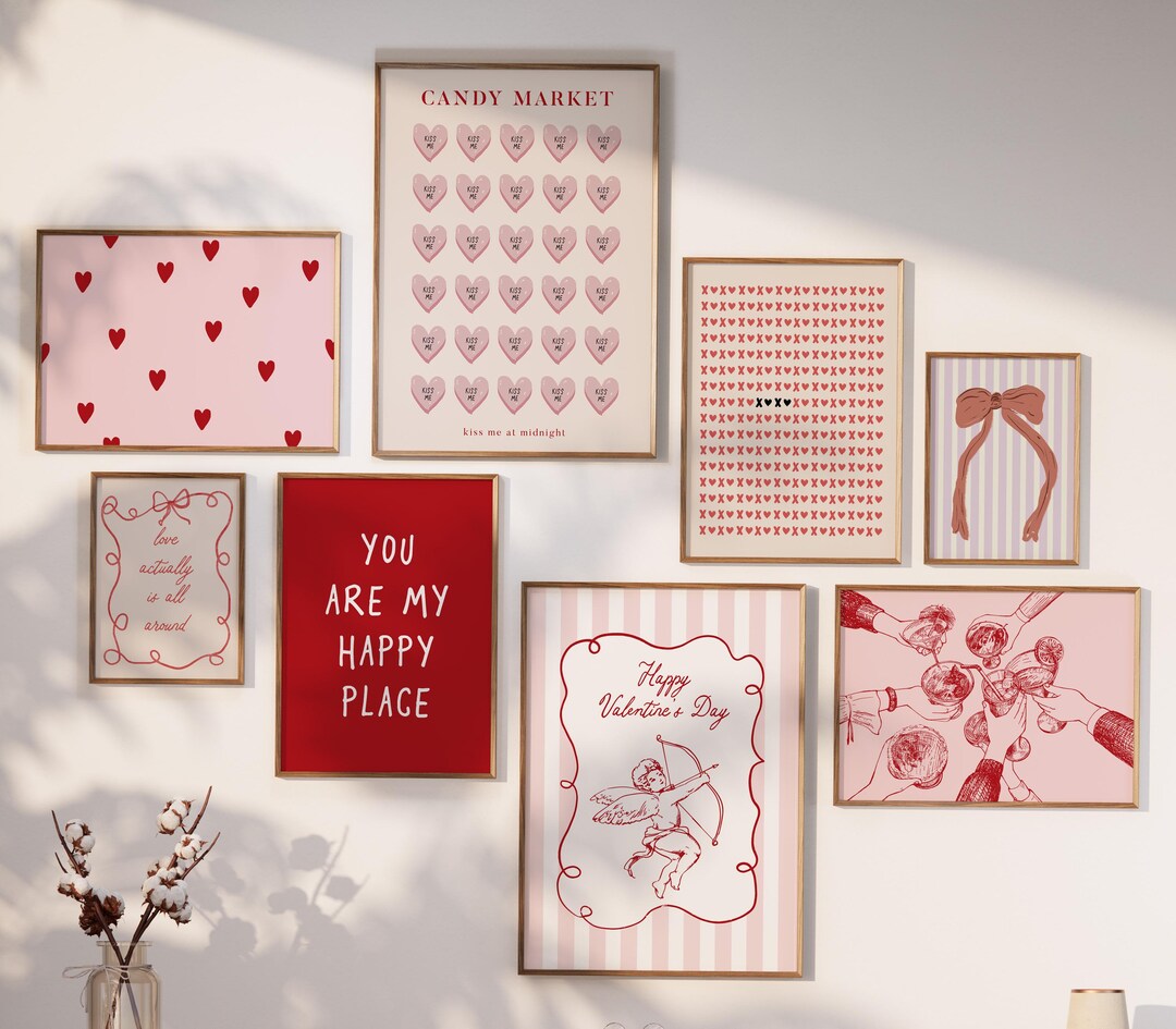 Valentines Day Gallery Wall Art Set, Valentines Day Wall Decor, Trendy ...