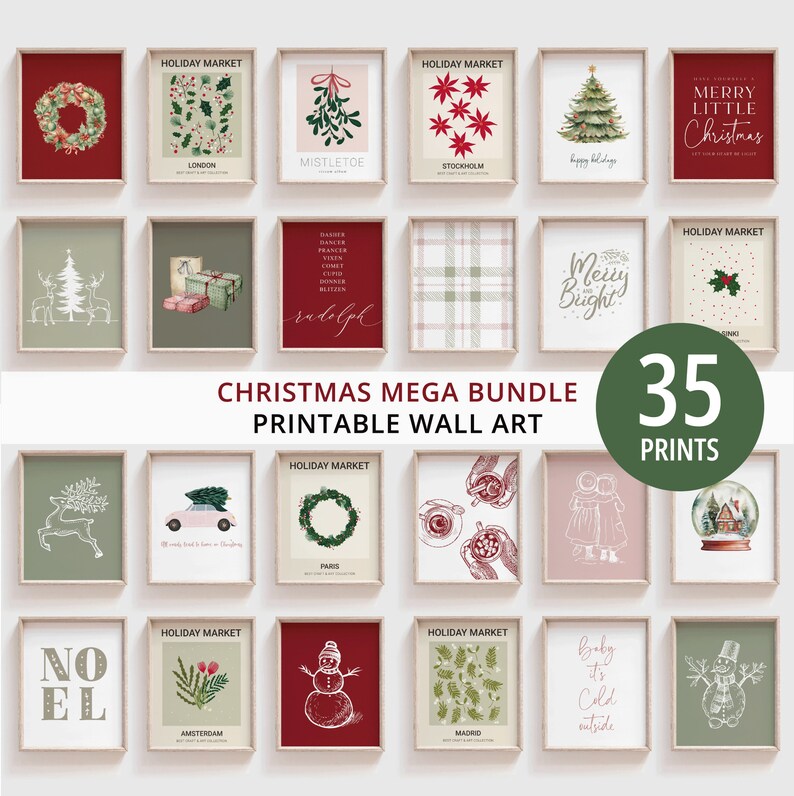 Christmas MEGA BUNDLE 35 Prints Included, Christmas Gallery Wall Set ...