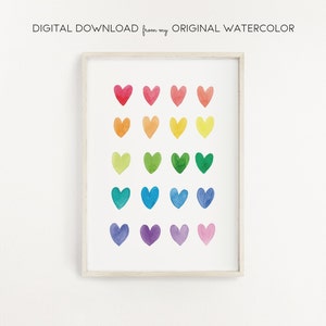 Rainbow Heart Printable, Heart Wall Art, Watercolor Heart Wall Art ...