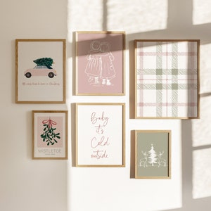 Mistletoe Wall Art, Pink Christmas Wall Art, Pastel Christmas Art, Boho ...