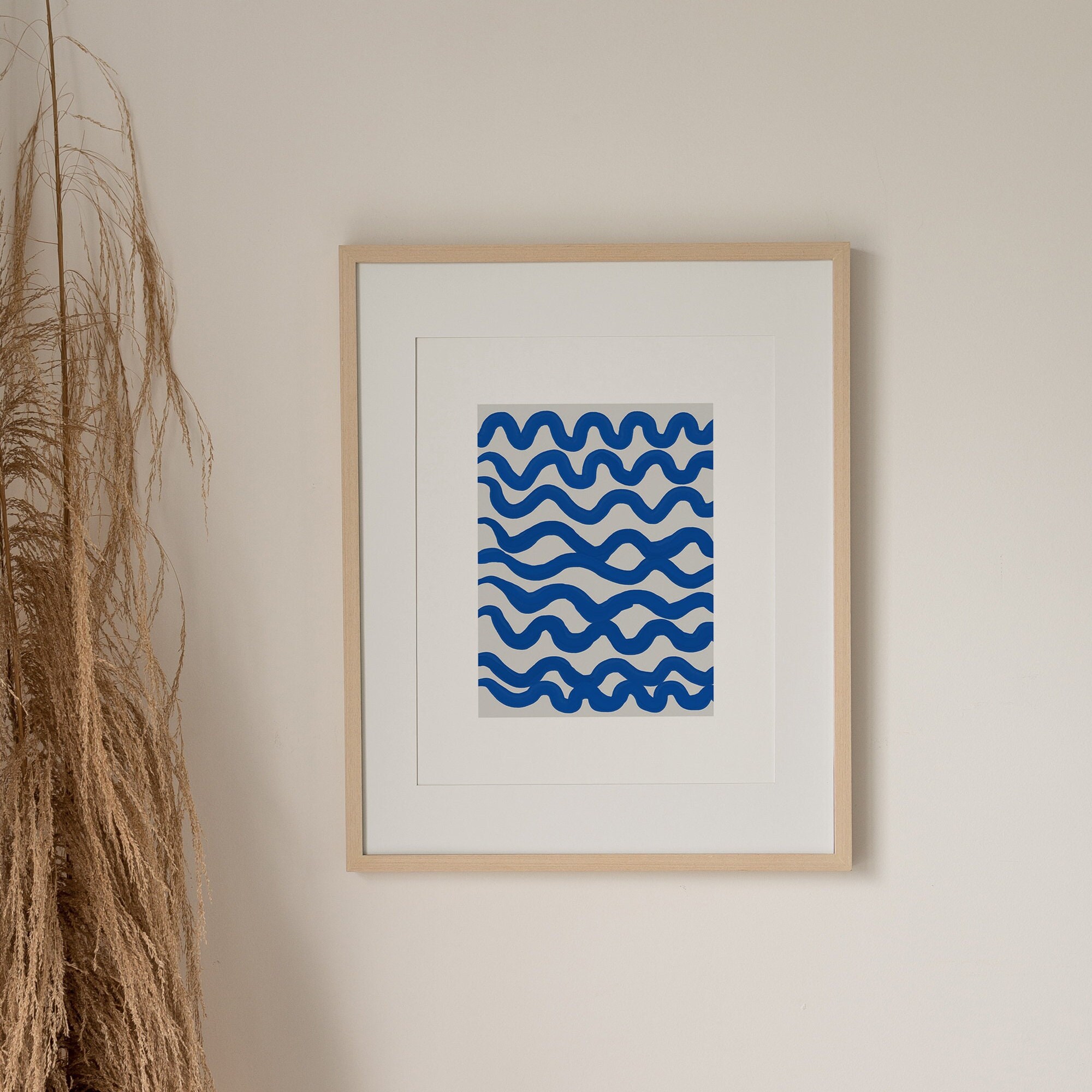 Blue Gallery Wall Art Set of 6, Modern Abstract Print Set, Beige Blue ...