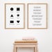 Set of 4 Black Alphabet Numbers Days Art Print, Shapes, Black Alphabet ...