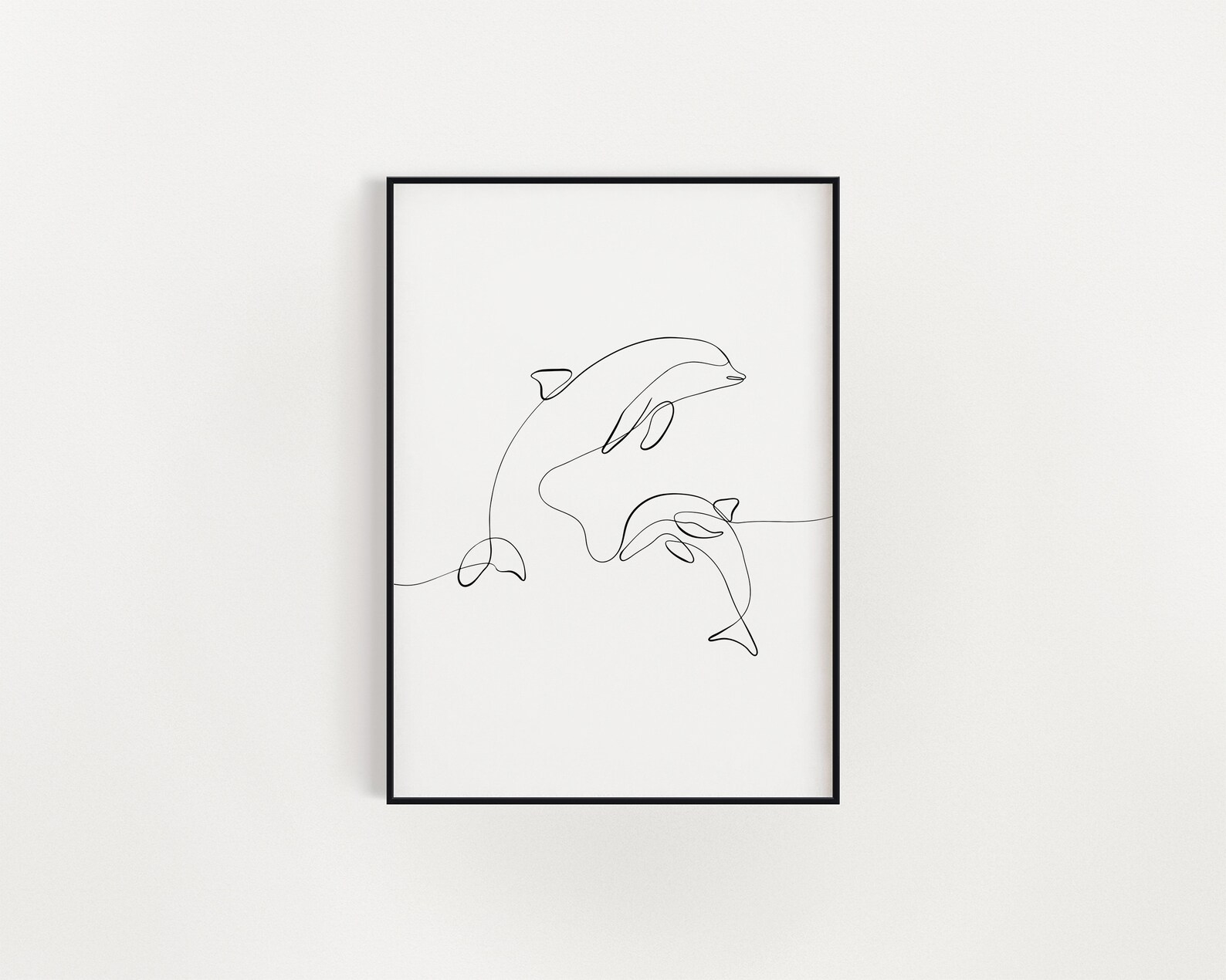 Dolphin Line Art Print Dolphin Couple Single Line Drawing - Etsy