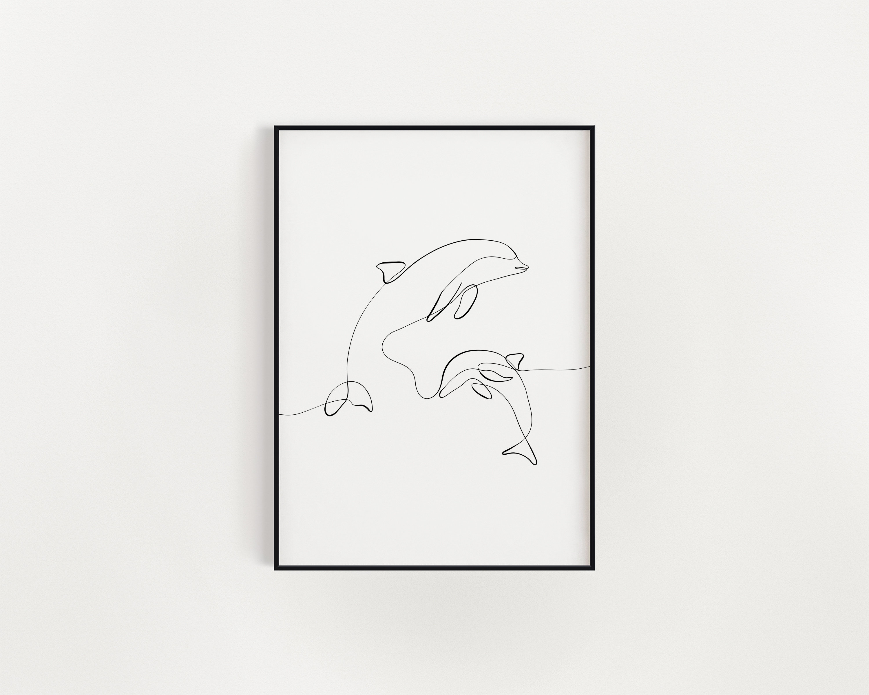 Dolphin Line Art Print Dolphin Couple Single Line Drawing - Etsy