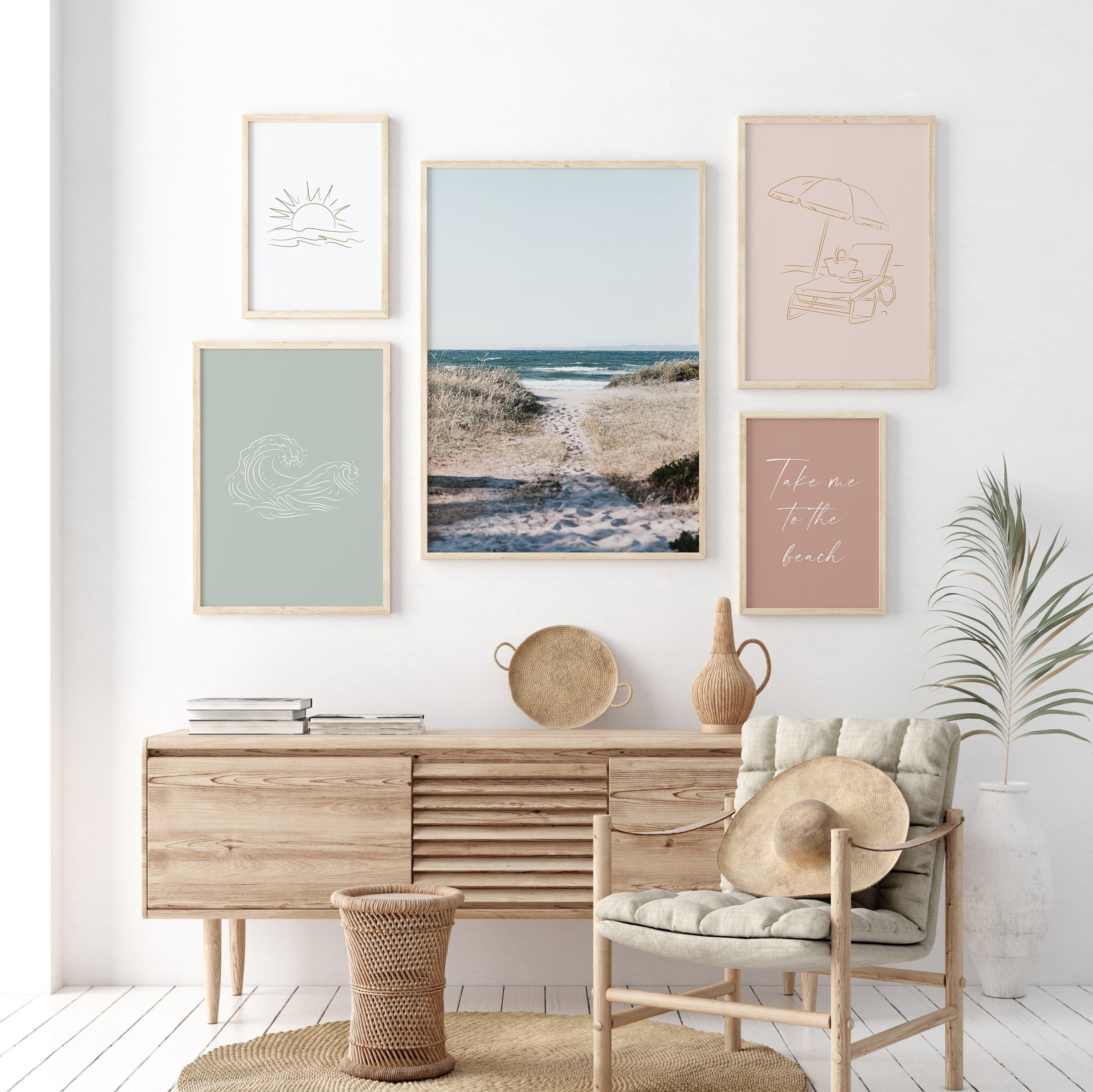 Boho Beach Art Print Beach Wall Art Beach Line Drawing | Etsy