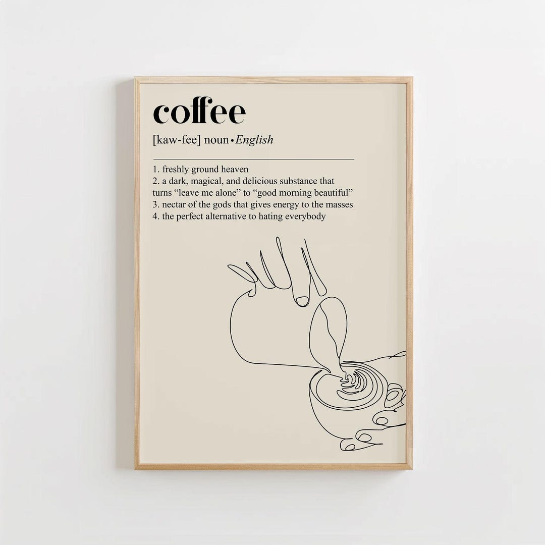 Coffee Definition Print, Coffee Wall Art, Coffee Bar Decor, Printable ...