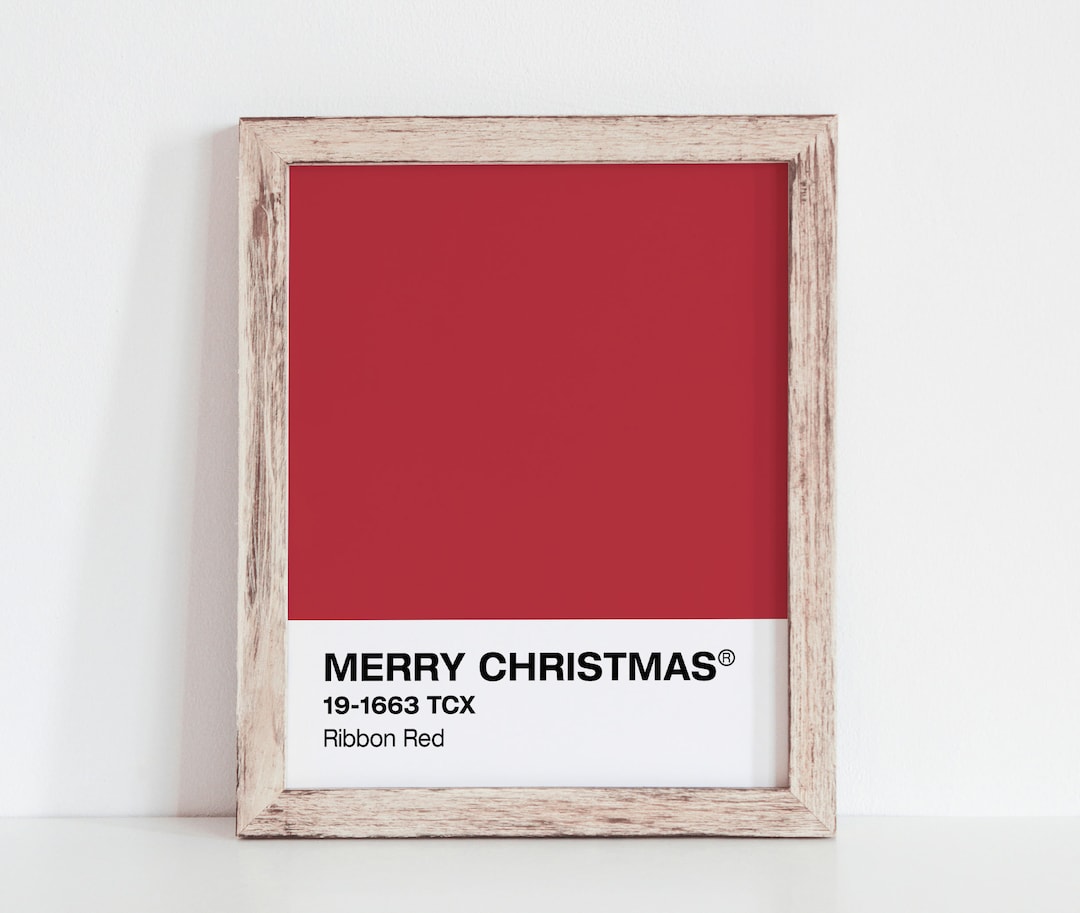 Christmas Wall Art, Christmas Pantone Art, Pantone Red Print, Ribbon ...