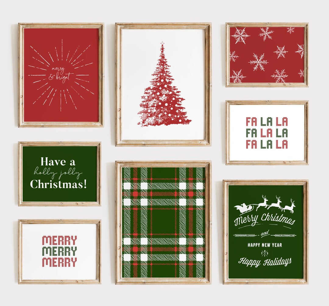 Christmas Gallery Wall Art, Christmas Prints Set, Christmas Wall Art ...
