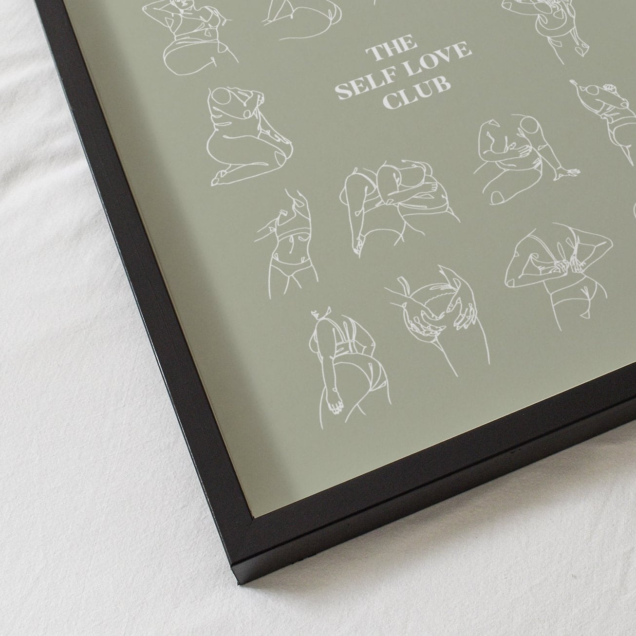 Body Positive Line Art, Sage Green Wall Art, Self Love Club Art, Female ...