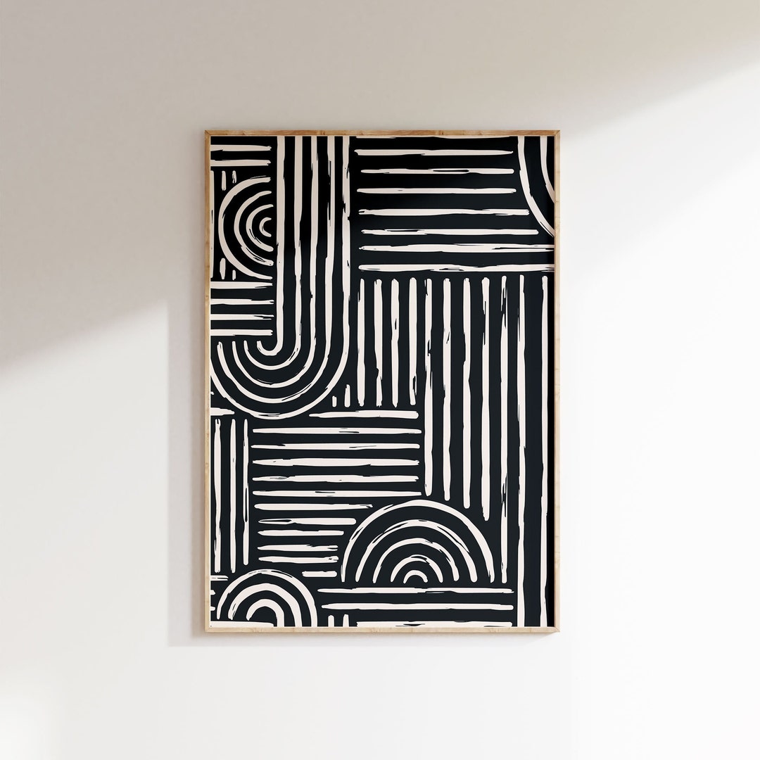 Black Abstract Art Print, Black and White Art, Modern Printable Wall ...