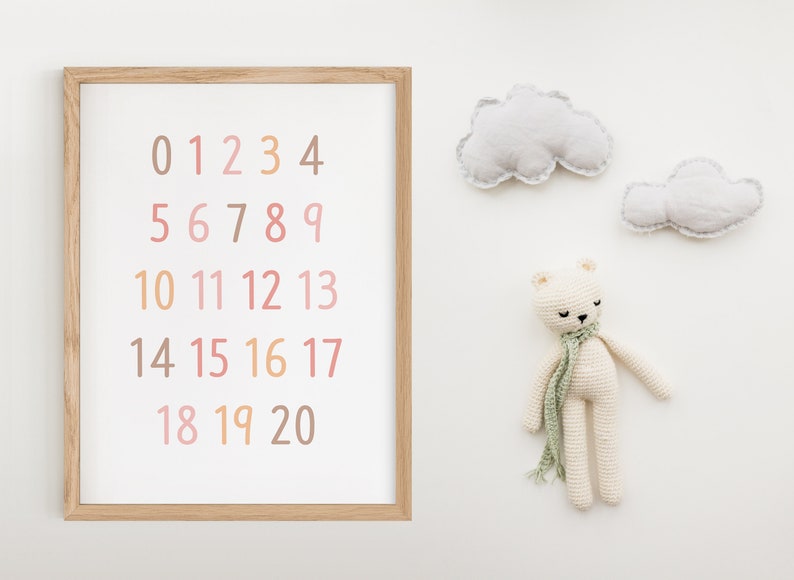 Set of 3 Alphabet Numbers Art Print Neutral Rainbow Alphabet | Etsy