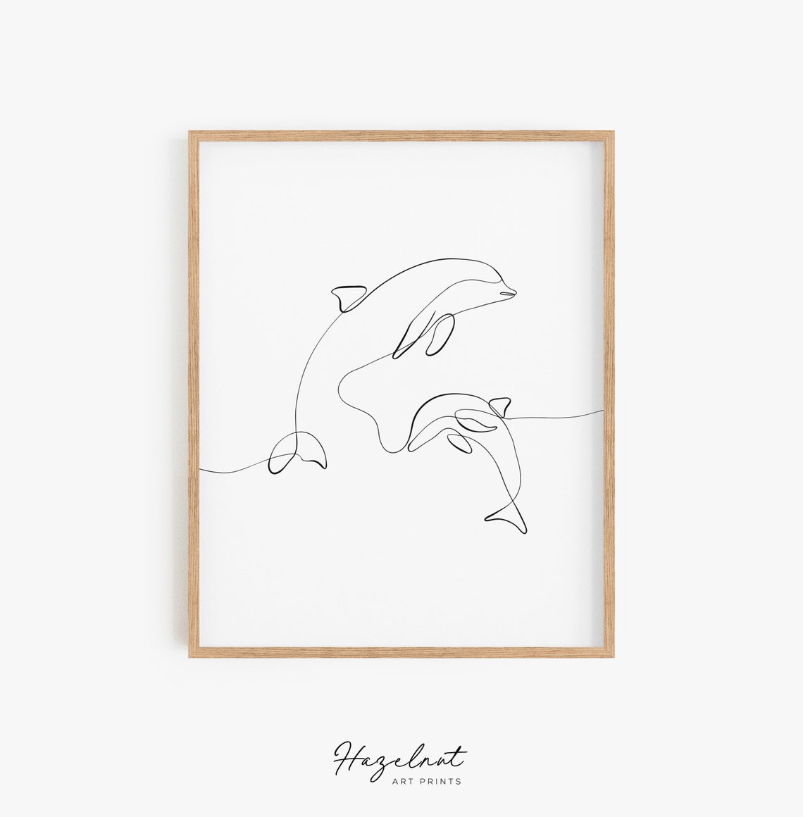 Dolphin Line Art Print Dolphin Couple Single Line Drawing | Etsy