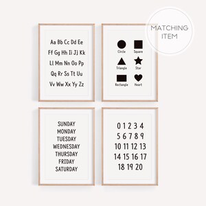 Modern Alphabet and Number Set of 2 Printable, Black Alphabet Number ...
