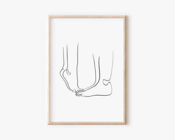 Couple Wall Art Fine Line Couple Print Couples Feet Love | Etsy