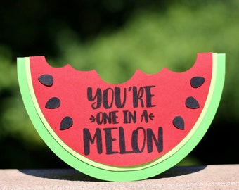 Watermelon Friendship Card Thank You Card Handmade Greeting Card Stampin up Cute Fruit One in a ...